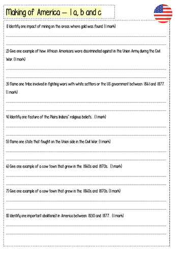 OCR B Making of America Revision Bundle | Teaching Resources