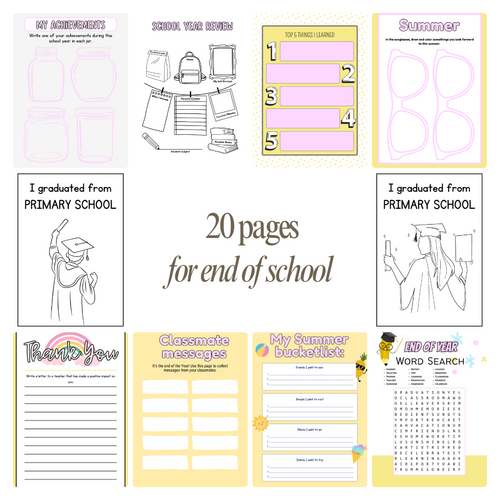 P7 / Year 6 Leavers End-of-Year Activity Pack | 20 Printable Pages ...