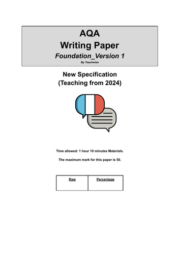 AQA A full French Writing Paper (Foundation) (new spec)_Version 1 ...