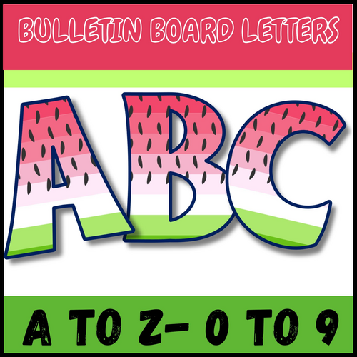 Watermelon Bulletin Board Letters A–Z & 0–9 | Fun Summer Alphabet ...