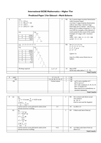 Predicted Paper 2 - iGCSE Maths - Higher - Edexcel | Teaching Resources