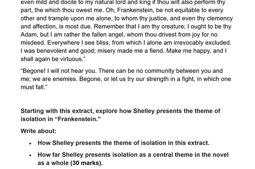 AQA GCSE English Literature - Frankenstein (Mary Shelley) - 6 Practice ...