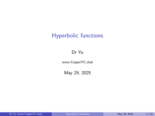 CAIE 9231 Further Pure 2 - 01_Hyperbolic_functions | Teaching Resources