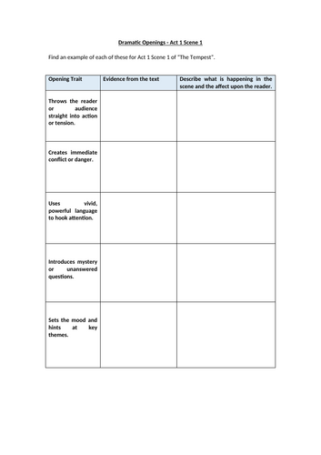 The Tempest KS3 SOW | Teaching Resources