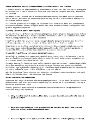 A-Level AQA 7.1 - La inmigración en España | Teaching Resources
