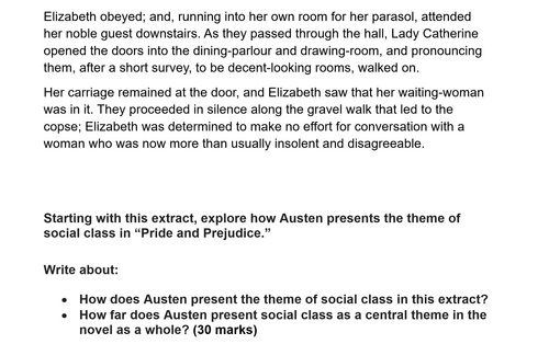 AQA GCSE English Literature - Pride & Prejudice Jane Austen - 6 ...