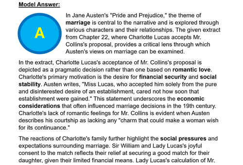 AQA GCSE English Literature - Pride & Prejudice Jane Austen - 6 ...