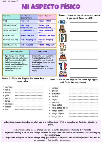 GCSE Spanish Unit 1 Lesson 2: Mi aspecto físico | Teaching Resources