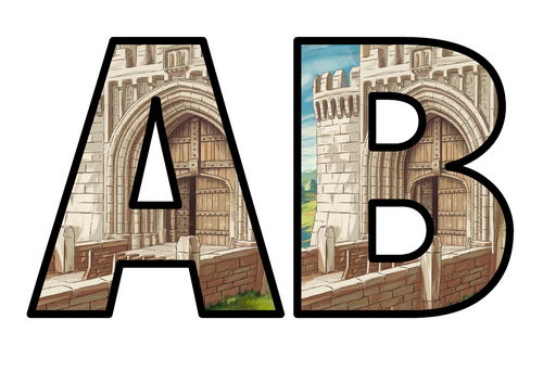 Castle Bridge Moat History Lettering Set Display Title Letters Numbers ...