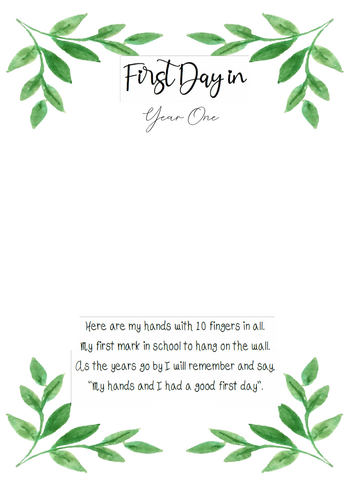 First Day of Year One Handprint Keepsake Activity | Teaching Resources