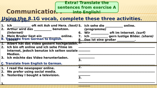 New GCSE German (2024) - AQA - 8.1G (Kommunikation!) - Full lessons and ...