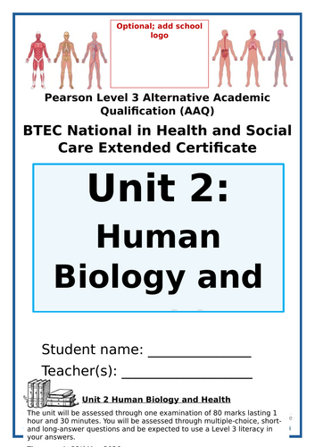 AAQ BTEC Health & Social Care Unit 2 Human Biology planning and intro ...