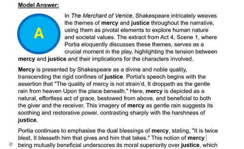AQA GCSE English Literature - The Merchant of Venice - 6 Practice Q & A's - Student/Teacher ...