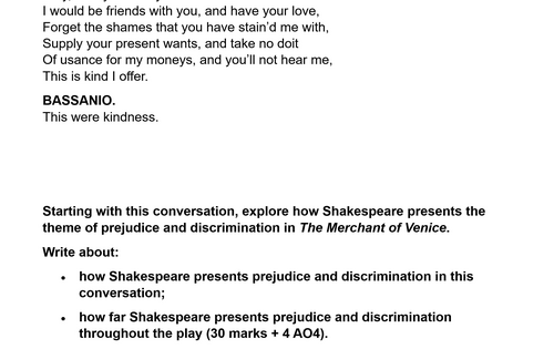 AQA GCSE English Literature - The Merchant of Venice - 6 Practice Q & A's - Student/Teacher ...