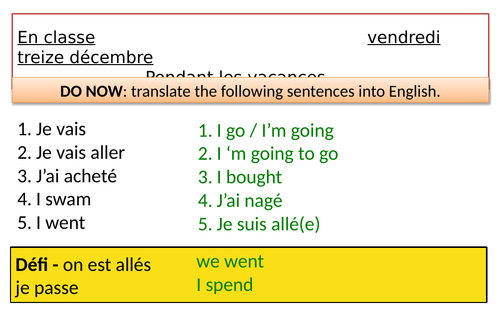 Pendant les vacances - FRENCH - KS4 | Teaching Resources