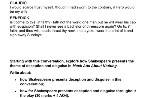 AQA GCSE English Literature - Much Ado About Nothing - 6 Practice Q & A ...