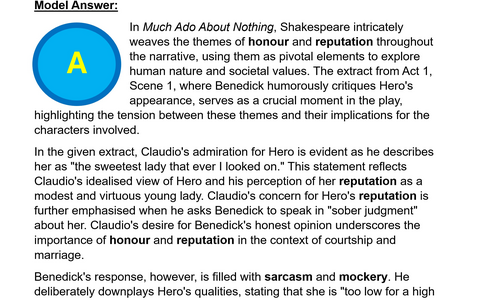 AQA GCSE English Literature - Much Ado About Nothing - 6 Practice Q & A ...