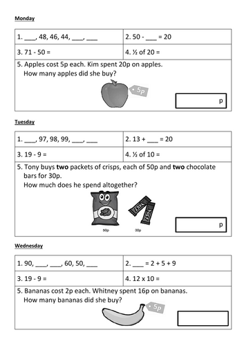 Year 2 Morning Maths Starters (39 weeks) | Teaching Resources