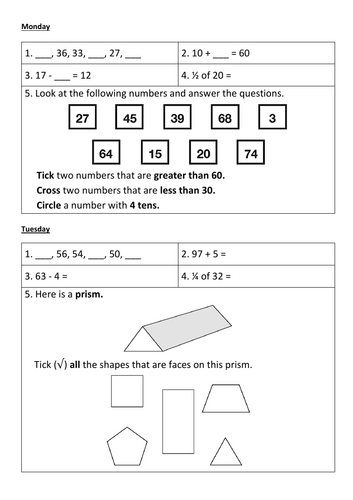 Year 2 Morning Maths Starters (39 weeks) | Teaching Resources