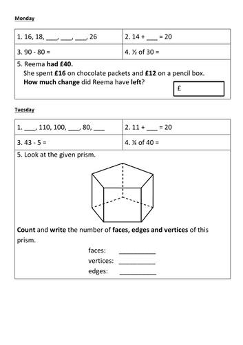Year 2 Morning Maths Starters (39 weeks) | Teaching Resources