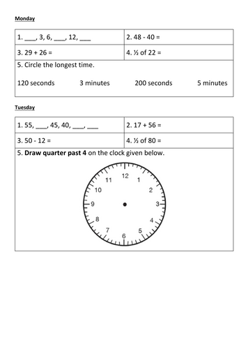 Year 2 Morning Maths Starters (39 weeks) | Teaching Resources