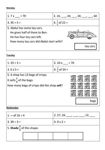 Year 2 Morning Maths Starters (39 weeks) | Teaching Resources