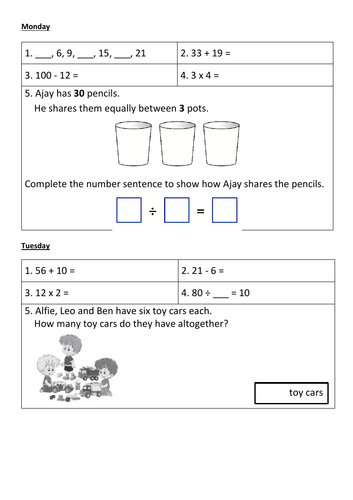 Year 2 Morning Maths Starters (39 weeks) | Teaching Resources