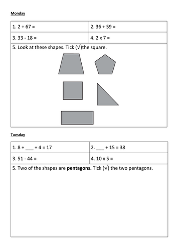 Year 2 Morning Maths Starters (39 weeks) | Teaching Resources