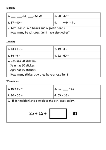 Year 2 Morning Maths Starters (39 weeks) | Teaching Resources