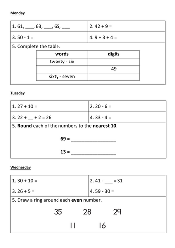 Year 2 Morning Maths Starters (39 weeks) | Teaching Resources