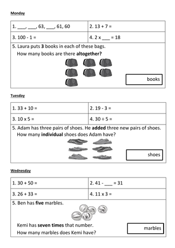 Year 2 Morning Maths Starters (39 weeks) | Teaching Resources