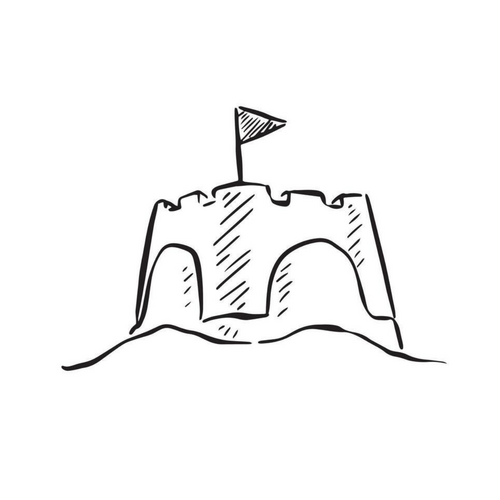 Sandcastles / Sand Castles in Black and White - Summer Beach Clip Art ...