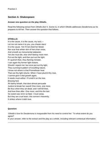 AQA A Level Literature: 'Love Through the Ages', 9 Practise Papers ...