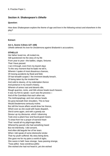 AQA A Level Literature: 'Love Through the Ages', 9 Practise Papers ...