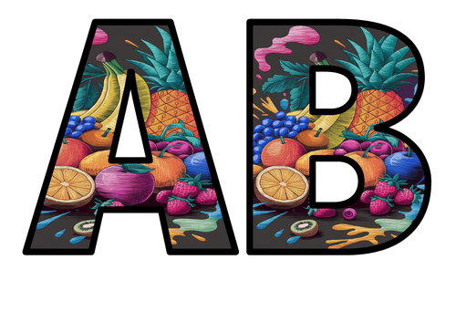 Colorful Fruits Healthy Lettering Set Display Title Letters Numbers ...