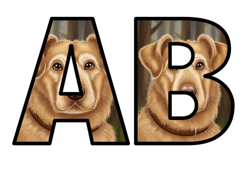 Dog Doggy Pup Pet Lettering Set Display Title Letters Numbers Signs ...