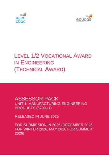 2025-26 WJEC LEVEL 1/2 ENGINEERING UNIT 1 MANUFACTURING 5799U1 ...