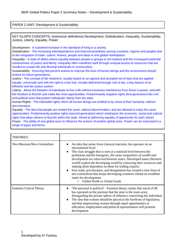 Global Politic Summary Notes - IBDP HL/SL Paper 2 - Development ...
