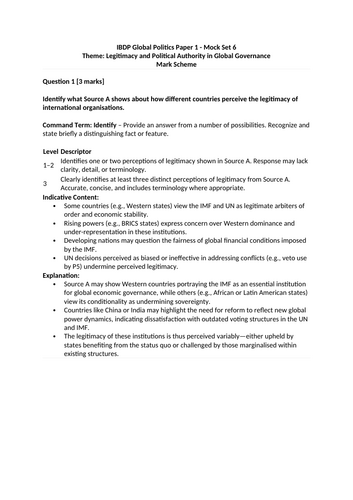 IBDP HL SL Global Politics Paper 1 MOCK Set 5, 6 – Understanding Power ...