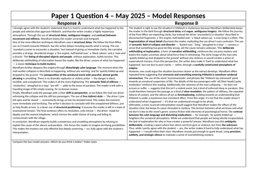 AQA Language Paper 1 Model Answers 2022-25 | Teaching Resources