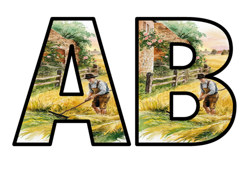 Farmer Crops History Farm Man Lettering Set Display Title Letters ...