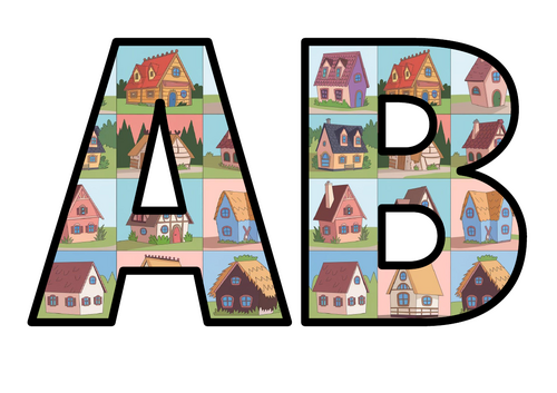 Different Types of Houses Homes Lettering Set Display Title Letters ...