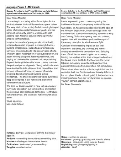 Language Paper 2 Mini-Mocks | Teaching Resources