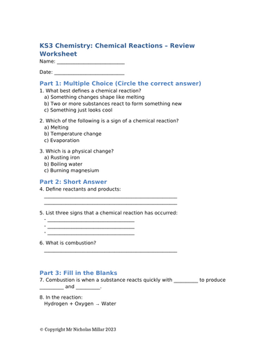 Bundle - Chemical Reactions - KS3 - Science - Chemistry | Teaching ...