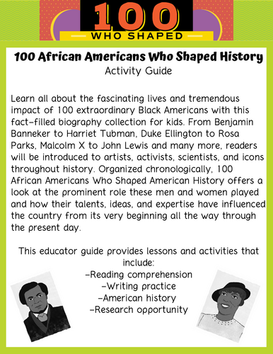 100 African Americans Who Shaped History Activity | Teaching Resources