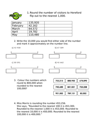 Year 5 Rounding to the Nearest 1,000 – Differentiated Worksheets (L/M/H ...