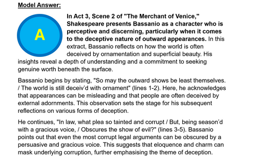 EDEXCEL GCSE English Literature - The Merchant of Venice - 6 Practice Q ...