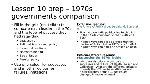 Lesson 10: Assessing 1970s governments | Teaching Resources