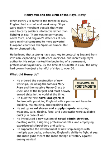 KS3 History: Why was Henry VIII known as the 'Father of the Royal Navy ...