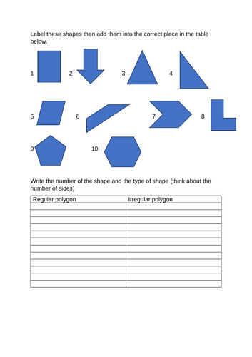 Regular irregular polygons sorting task | Teaching Resources